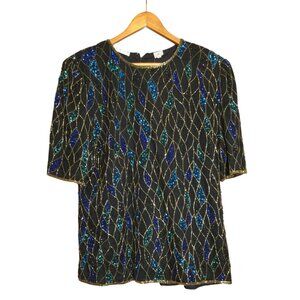 Scala | Tops | Vintage Scala Sequin Beaded Top X Pure Silk Dead Stock ...